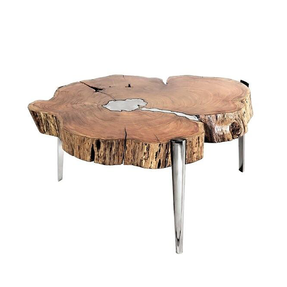 AKIS Coffee Table XC-4255XL Natural Wood w/ Aluminum fill – Xcella