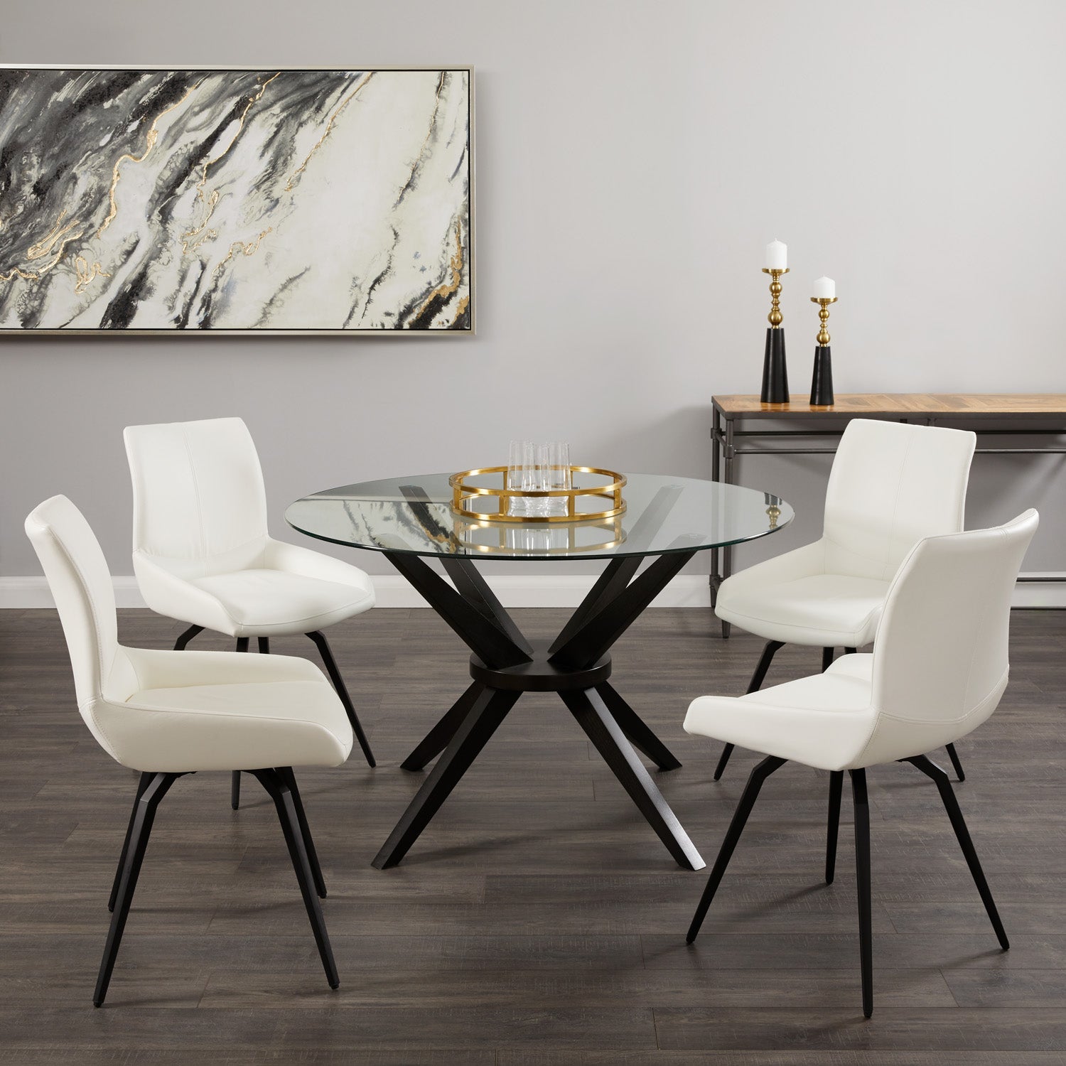 NONA Swivel Chair GY-2056 Grey PU Black Metal legs – Xcella