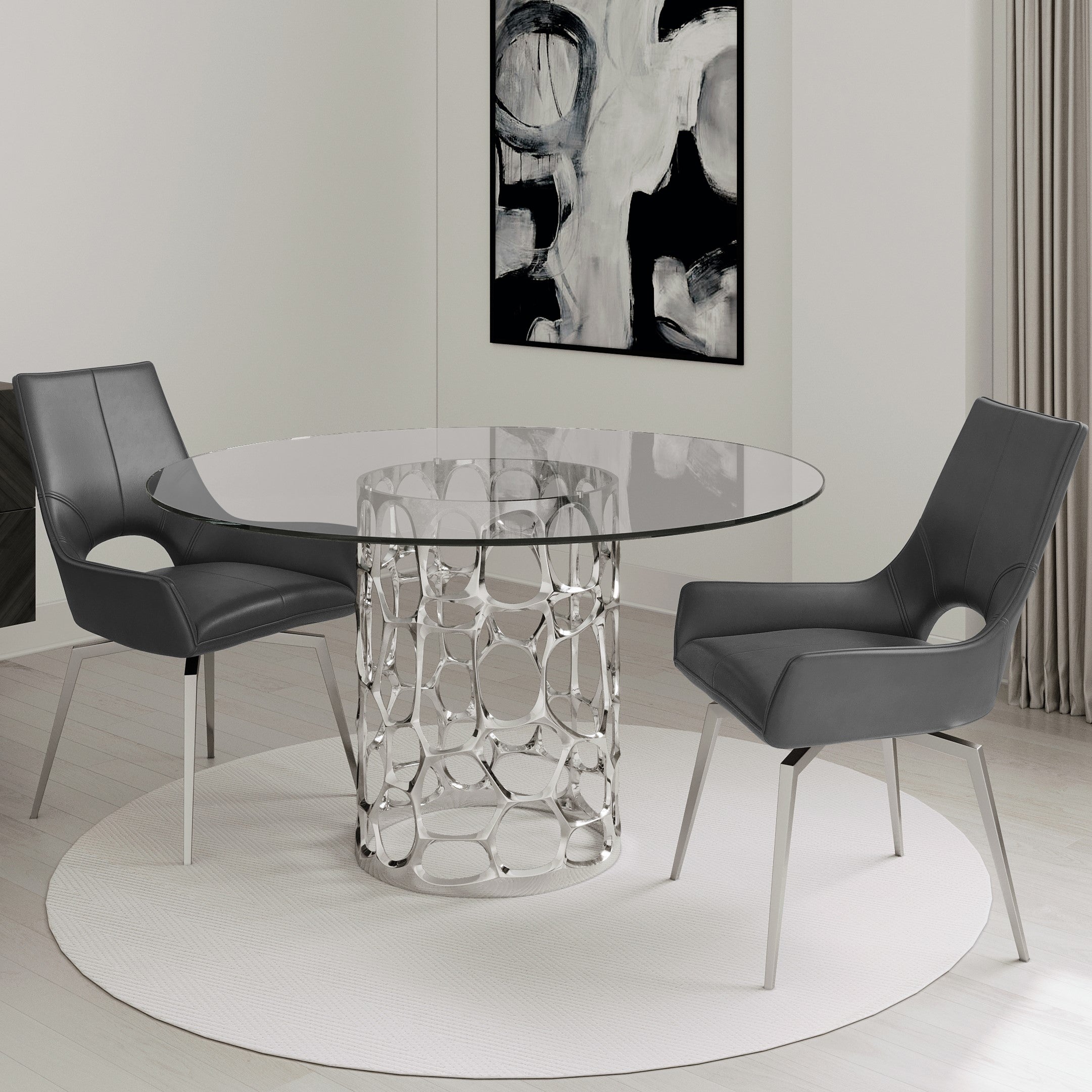 BROMLEY Dining Chair GY-DC-8388BK ASPEN TAUPE PU BLACK METAL LEGS – Xcella